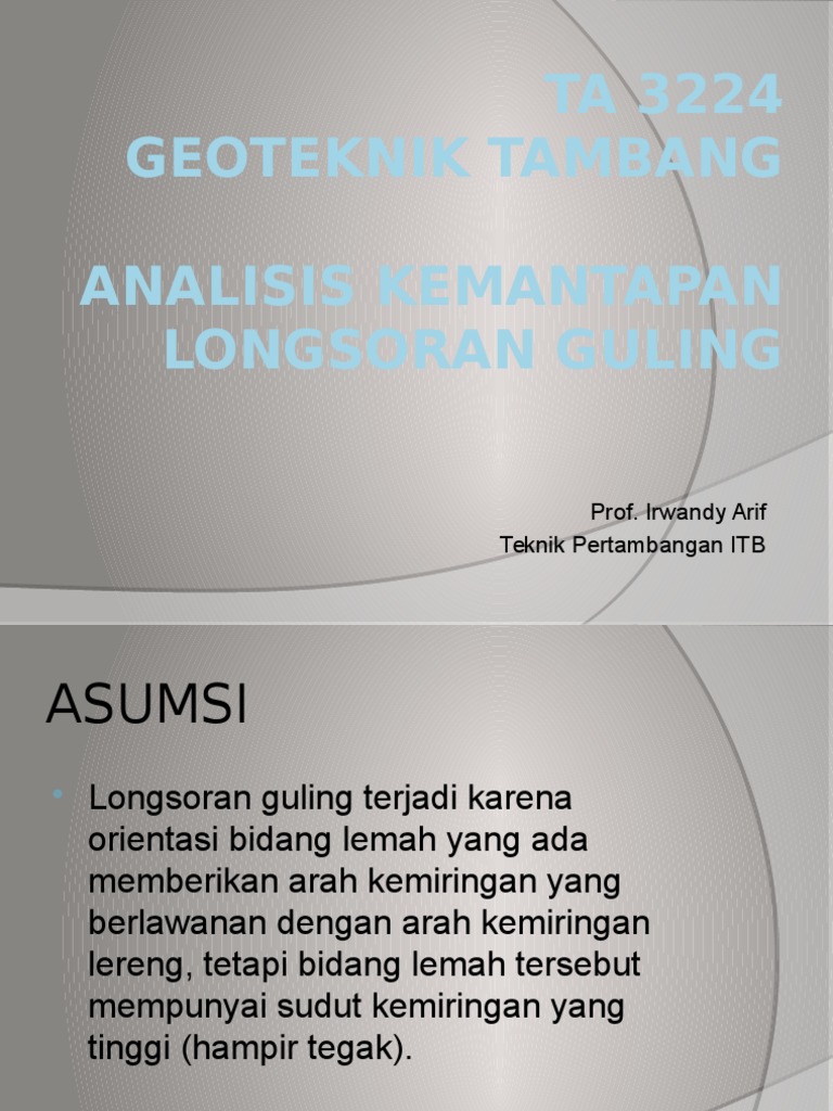 Analisis Kemantapan Longsoran Guling | PDF | Metode & Bahan Ajar