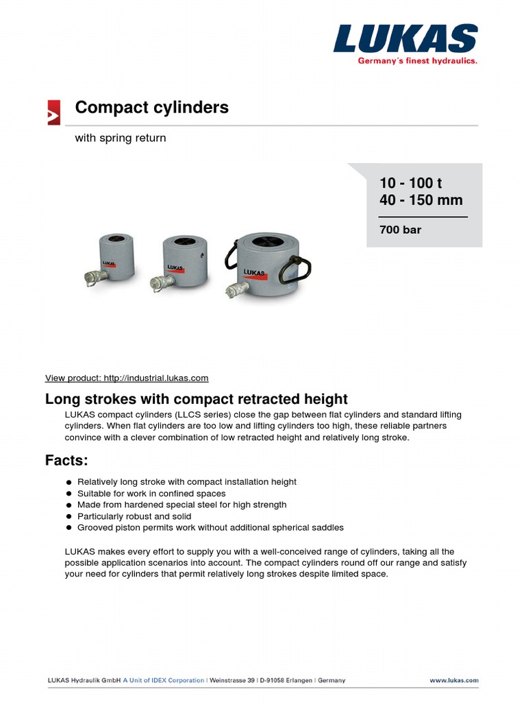 LUKAS Compact Cylinders | PDF | Piston | Mechanical Engineering