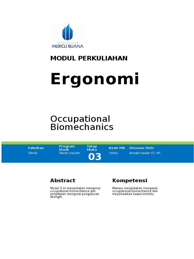 Modul 4 Biomekanika Ergonomi | PDF