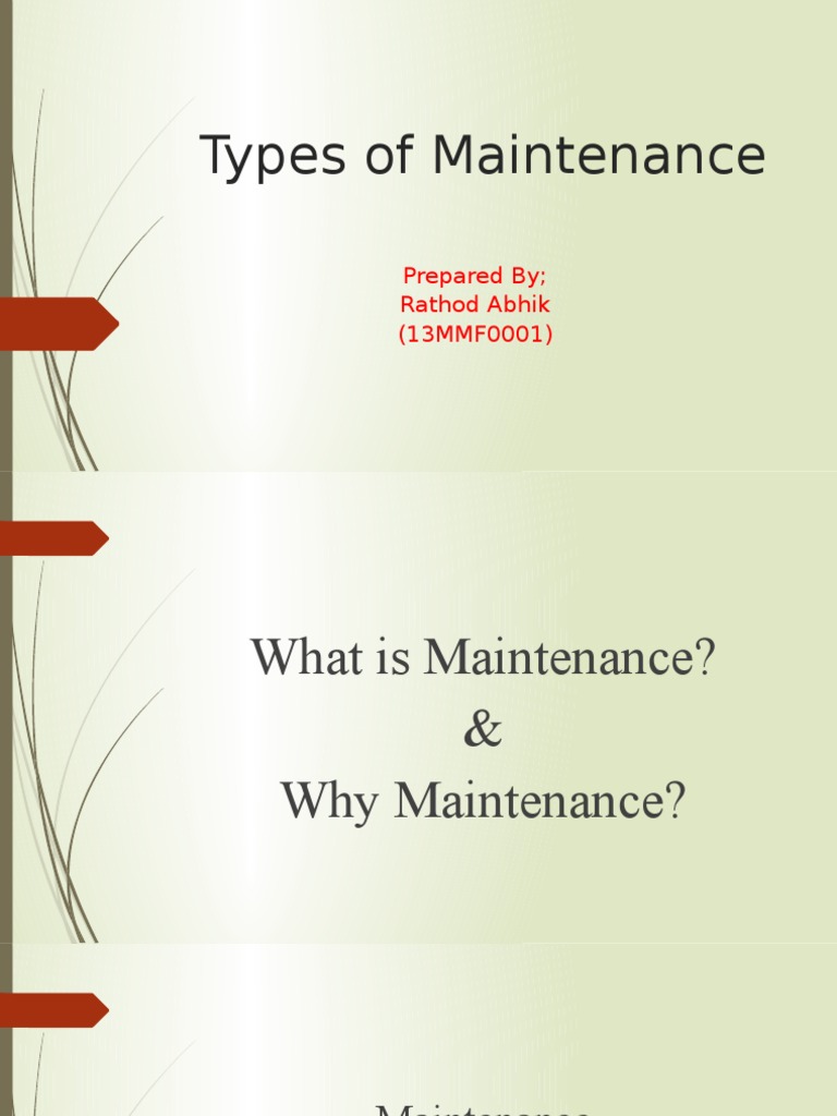 Maintenance Types | PDF | Manufacturing And Engineering | Wellness