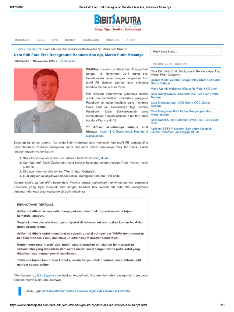 Cara Edit Foto Efek Background Bendera Apa Aja, Indonesia | PDF