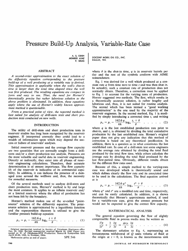 Pressure Build-Up Analysis for Variable Rates | PDF | Fluid Dynamics ...