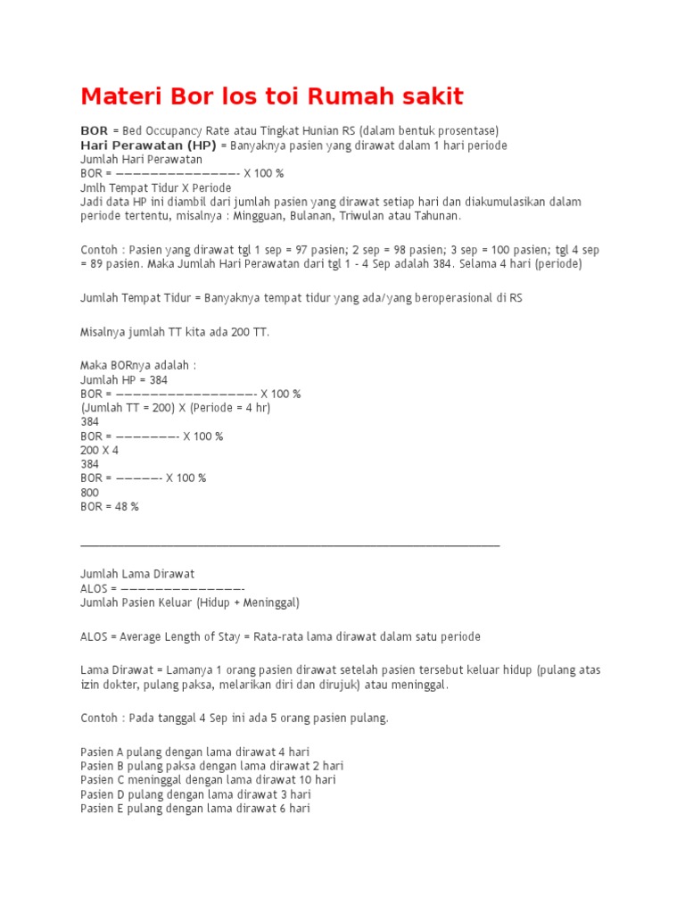 Materi Bor Los Toi Rumah Sakit | PDF