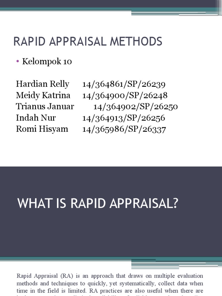 Rapid Appraisal Methods-1 | PDF | Survey Methodology | Evaluation