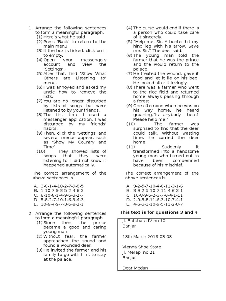 Sentence Arrangement Practice Exercise | PDF | Aurora | Physical Sciences
