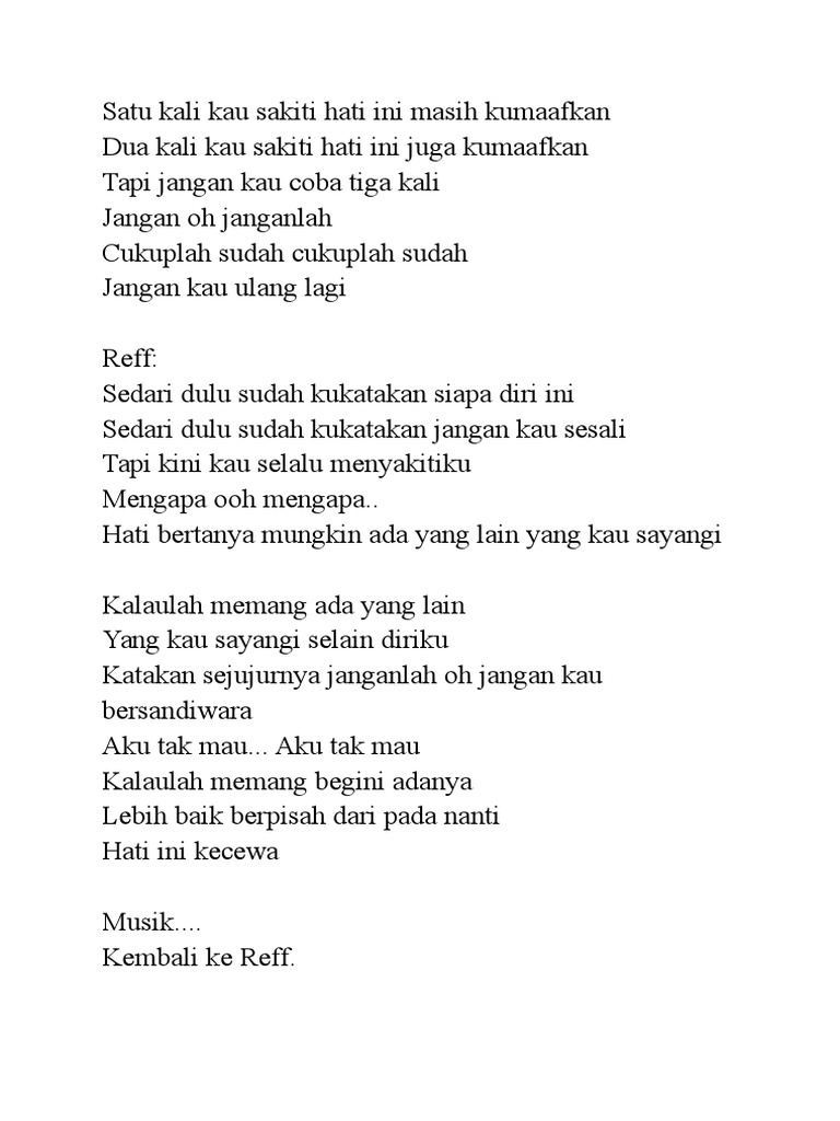 Satu Kali Kau Sakiti Hati Ini Masih Kumaafkan | PDF