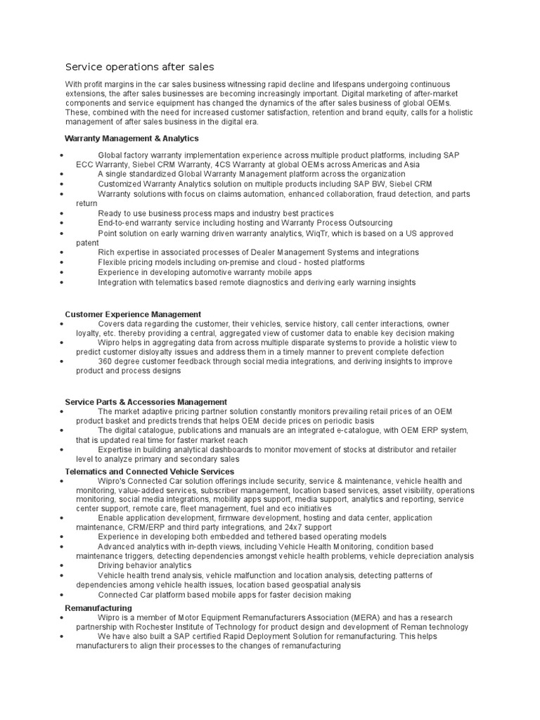 Automotive After-Sales Solutions | PDF | Customer Relationship ...