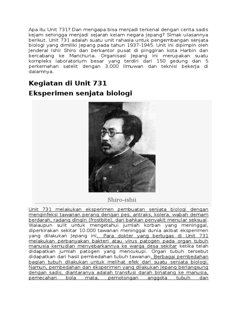 Apa Itu Unit 731 | PDF
