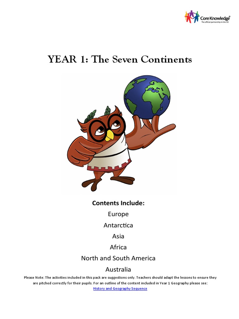 Year 1 Geography: Seven Continents | PDF | Antarctica | Continent