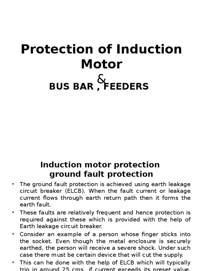 Protection of Induction Motors, Busbars, and Feeders Through ...