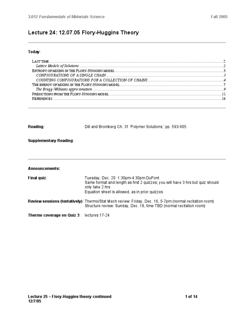 Flory-Huggins Theory PDF | PDF | Mathematical Physics | Mechanics