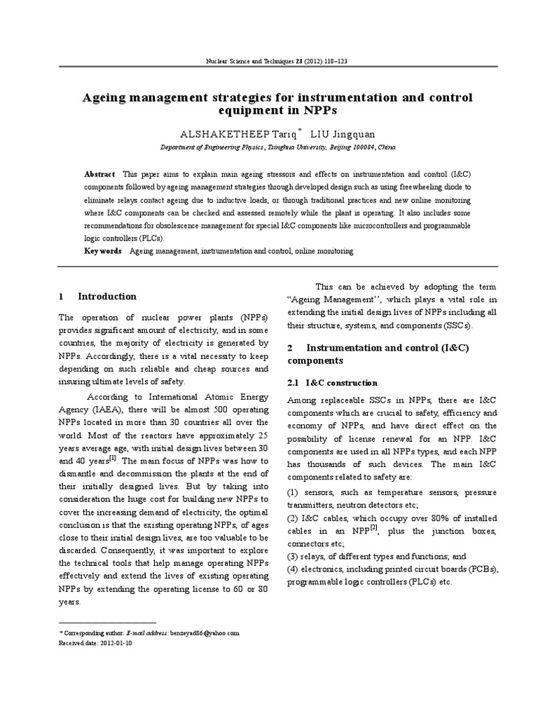 PAPER Ageing Management Strategies For Instrumentation and Control Equipment in NPPs | PDF ...