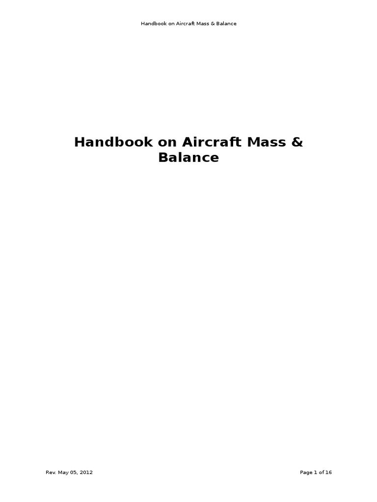 Handbook - Aircraft Mass & Balance | PDF | Takeoff | Aircraft