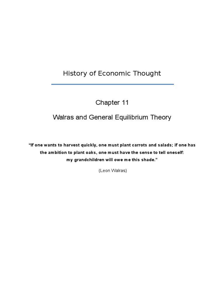 Walras and General Equilibrium Theory Chapter 11 | PDF | General ...