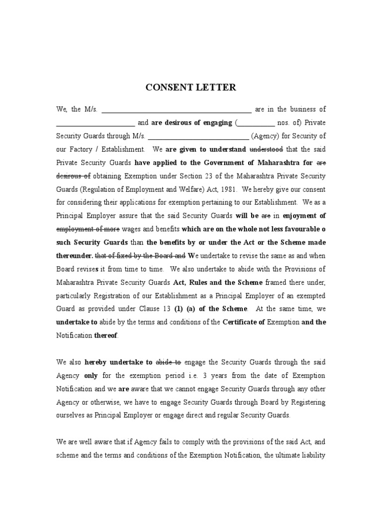 Consent Letter Guard Board | PDF