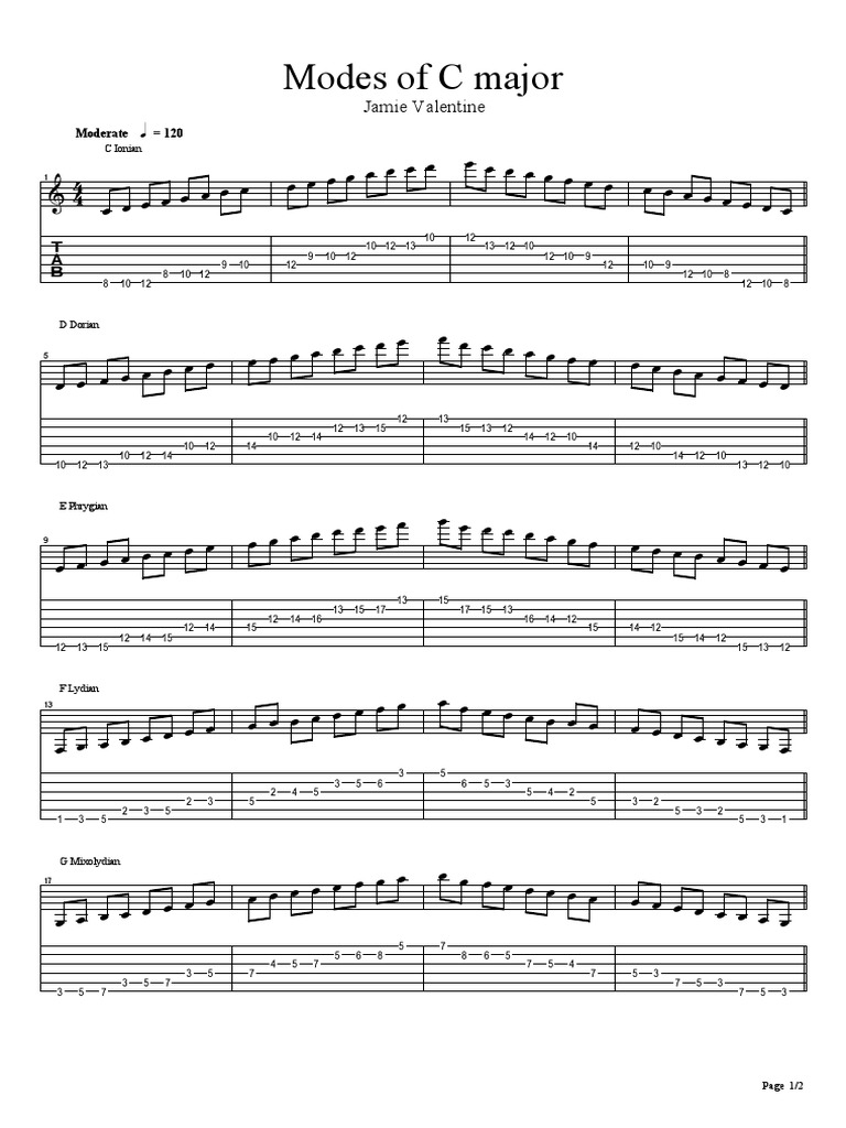 Modes of C Major | PDF | Mode (Music) | Musicology