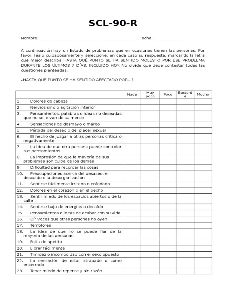 SCL 90 R Ejecutivo (JIS) | Temor | Bienestar