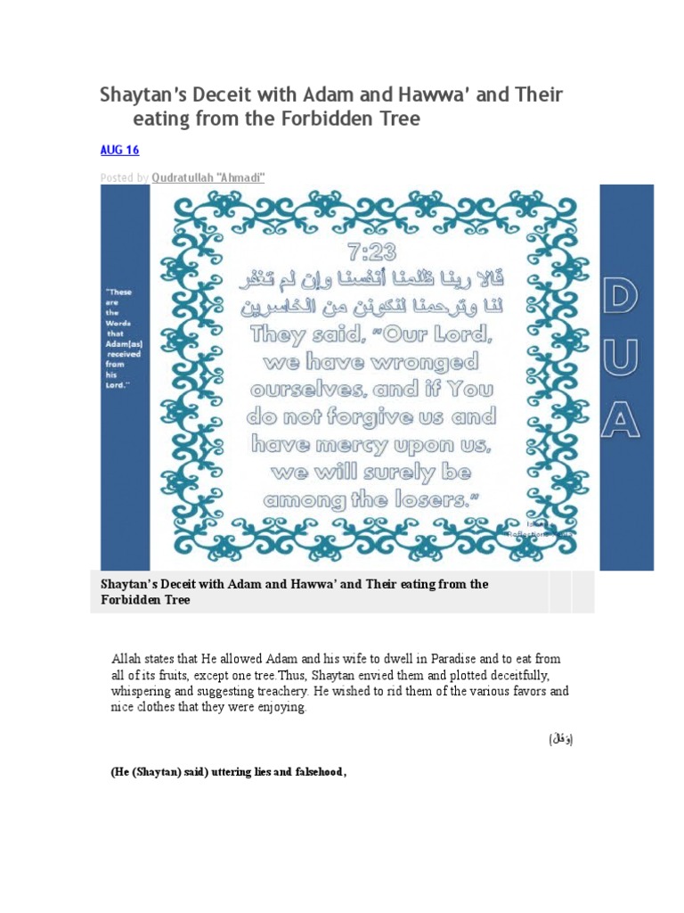 Adam Dua | PDF | Religious Belief And Doctrine | Abrahamic Religions