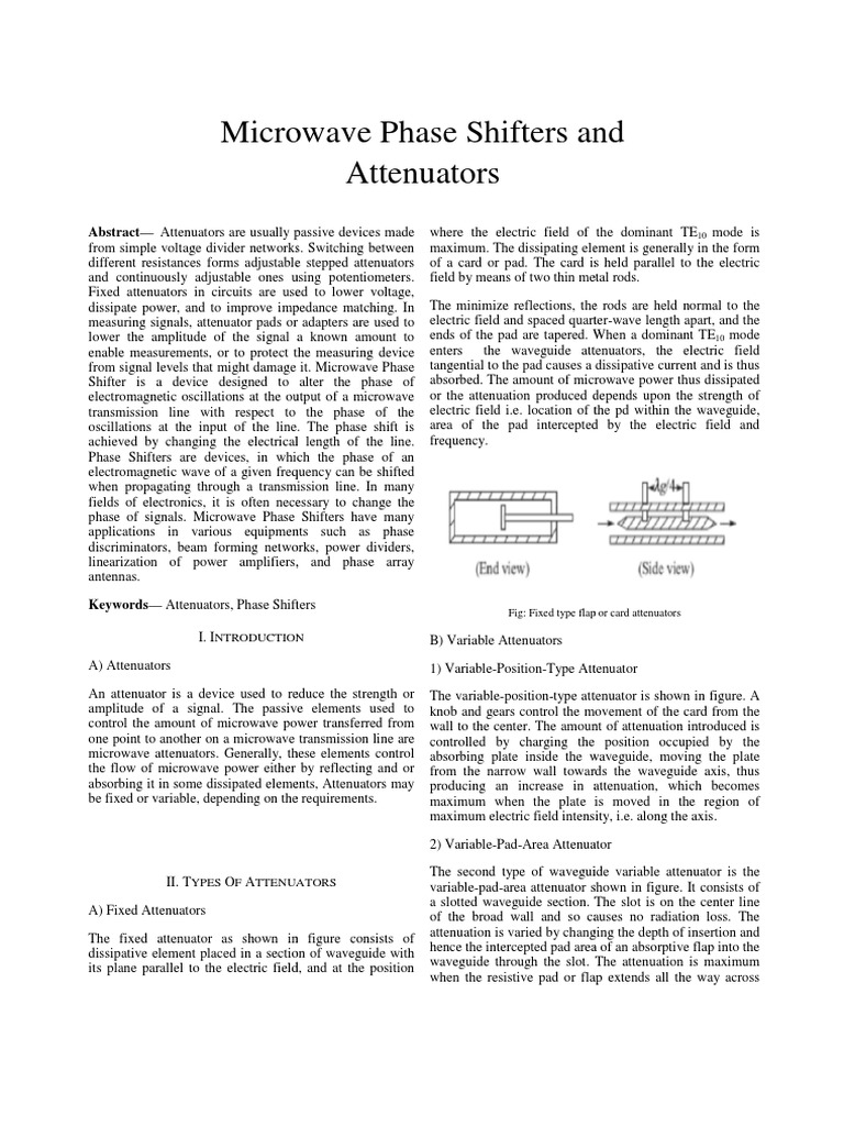 Microwave Phase Shifters Guide | PDF | Transmission Line | Waveguide