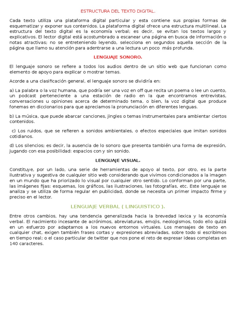 Estructura Del Texto Digital. | Imagen | Radio