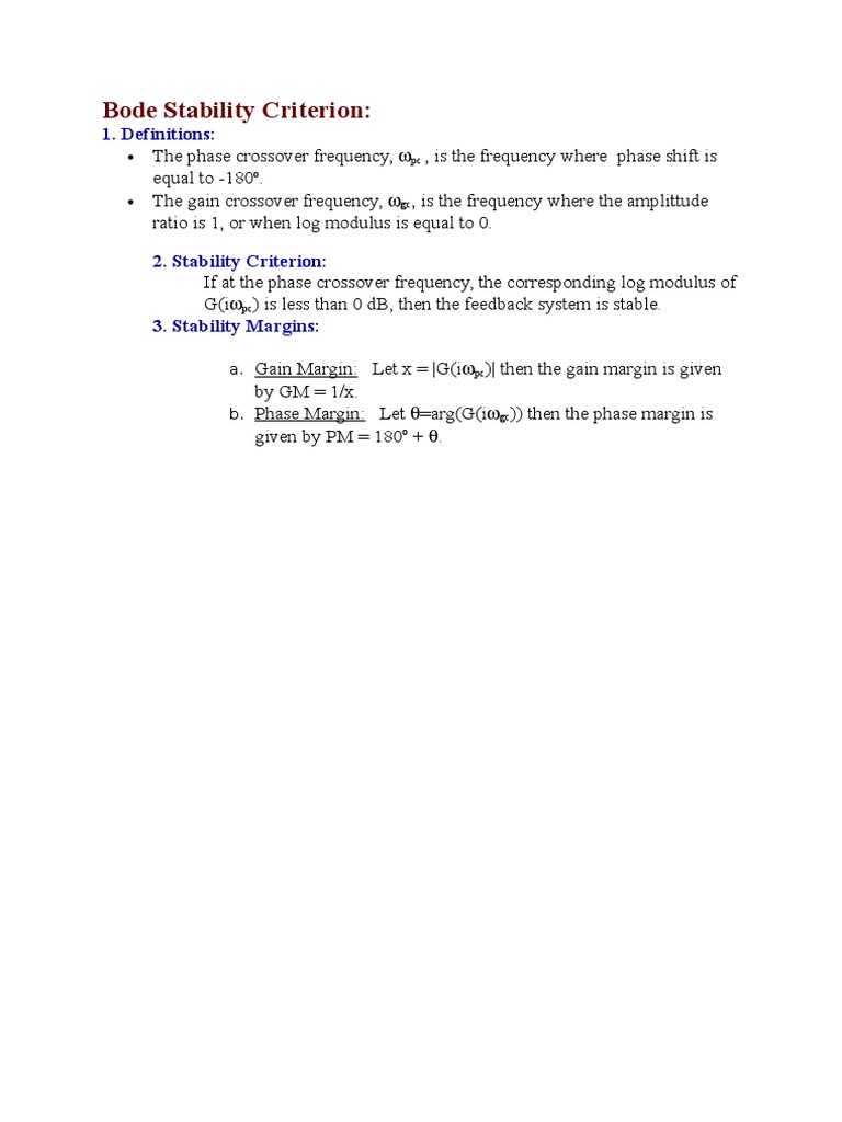 Bode Stability Criterion | PDF