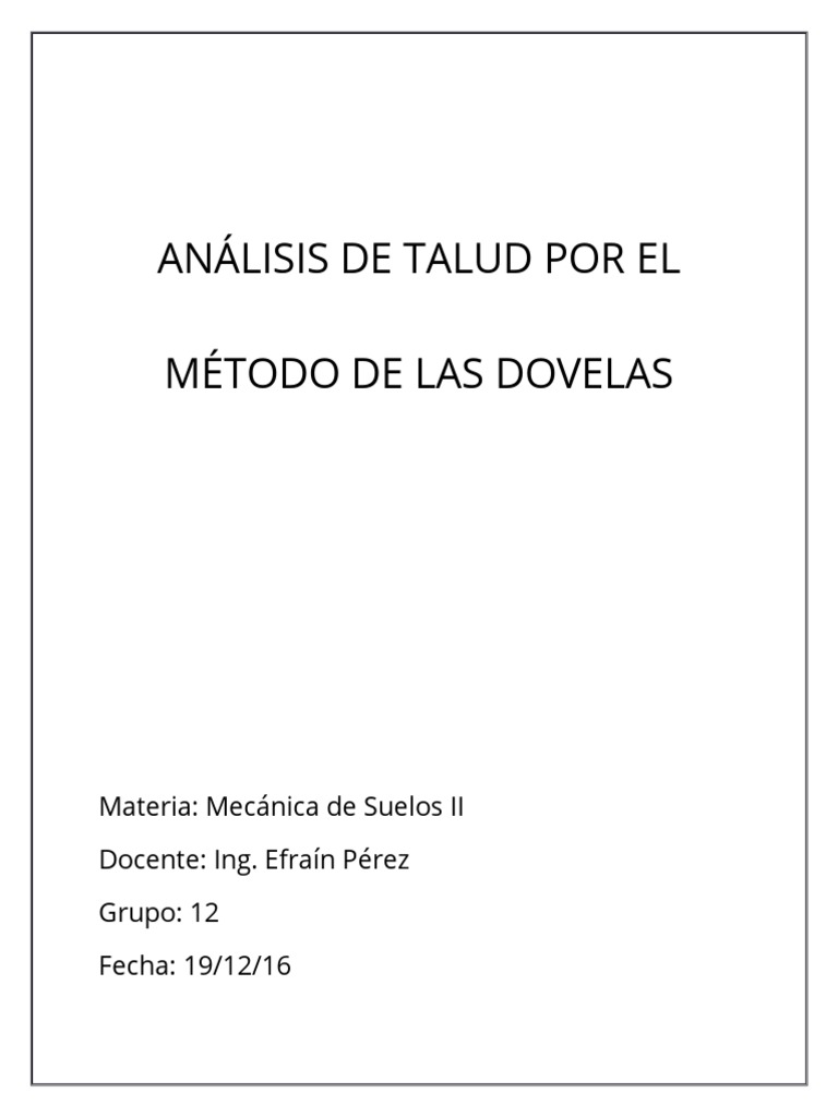 Análisis de Talud Por El Método de Las Dovelas