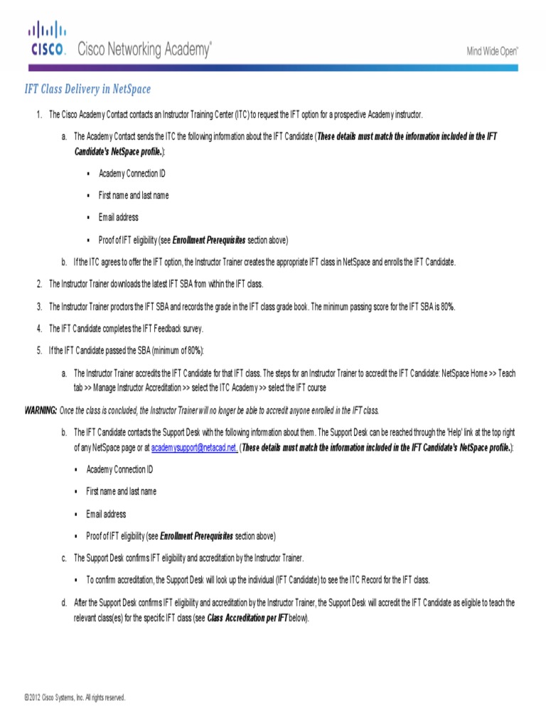 Ift Class Delivery in Netspace | PDF | Cisco Systems | Computer Networking