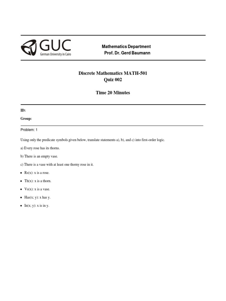 Discrete Mathematics Quiz 2 | PDF