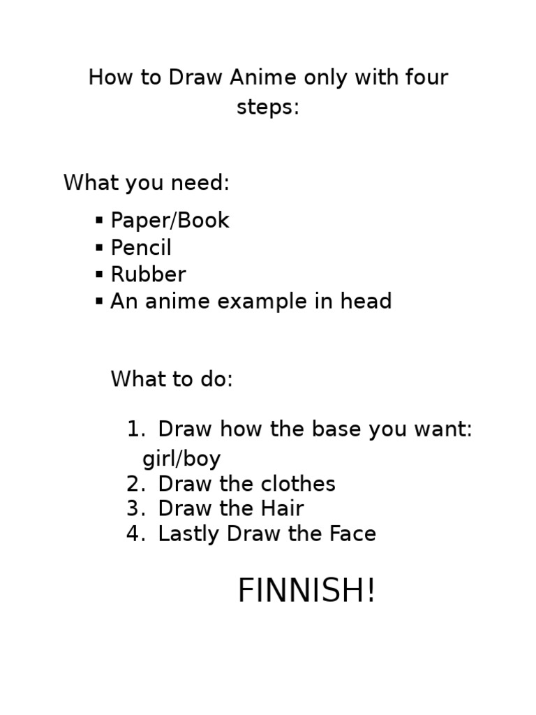 How To Draw Anime Only With Four Steps | PDF | General Fiction