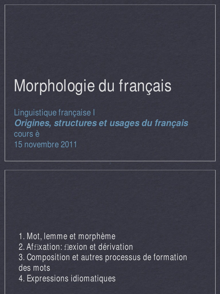 Morphologie Du Français | PDF | Nombre grammatical | Verbe