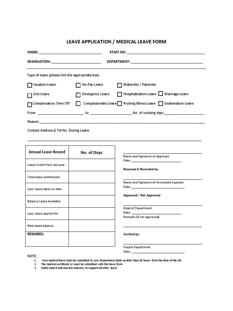 Leave Application Form Writeable | PDF | Sick Leave | Government