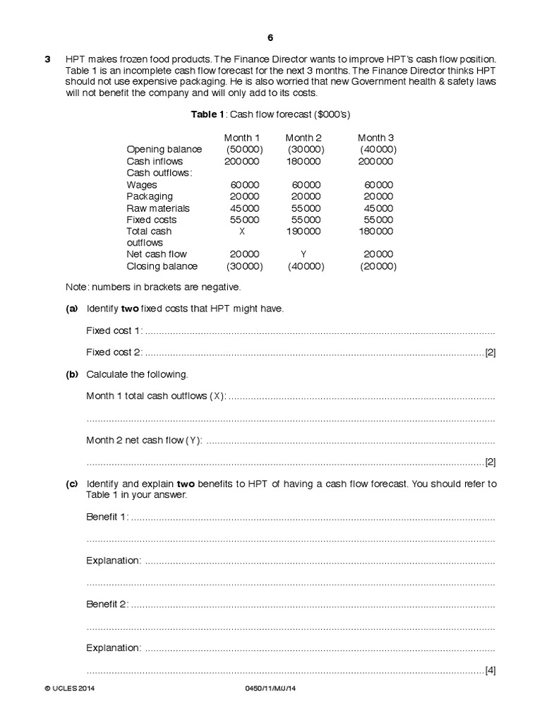 Cash Flow Exam Questions | PDF | Banks | Loans