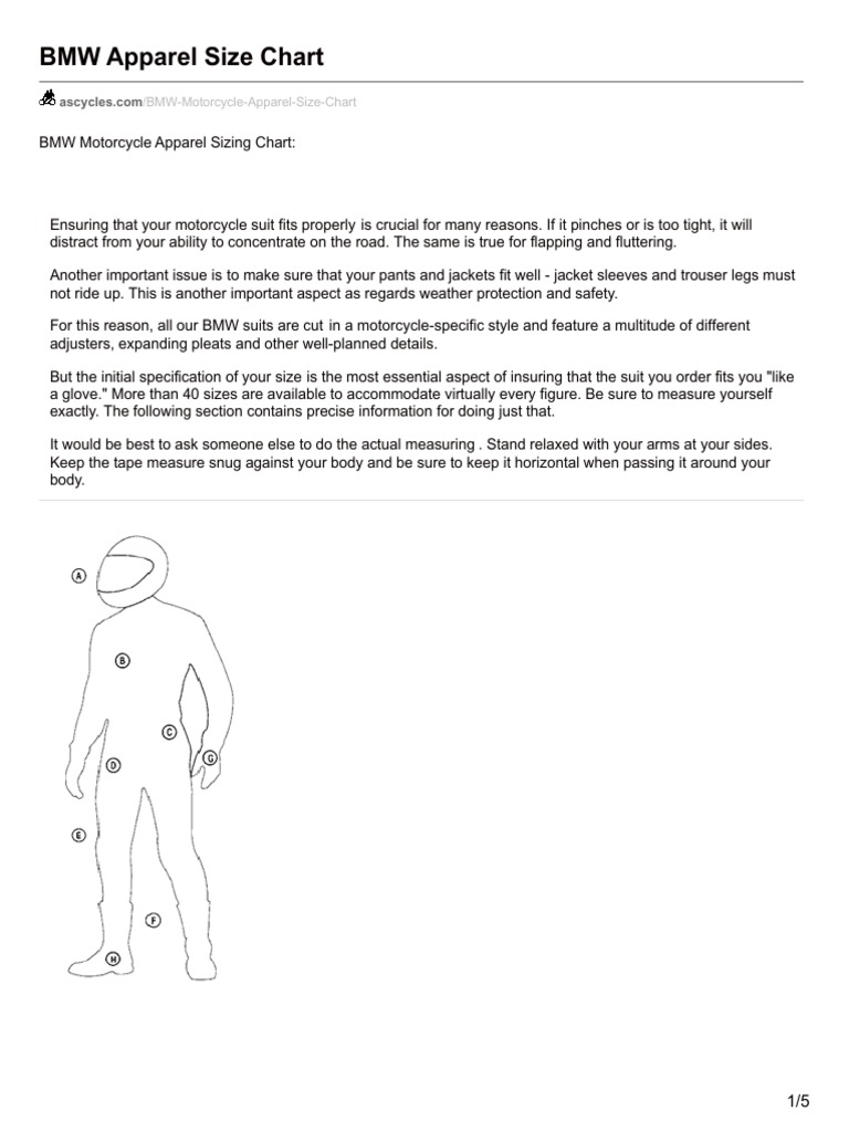 BMW Apparel Size Chart | PDF | Trousers | Human Appearance