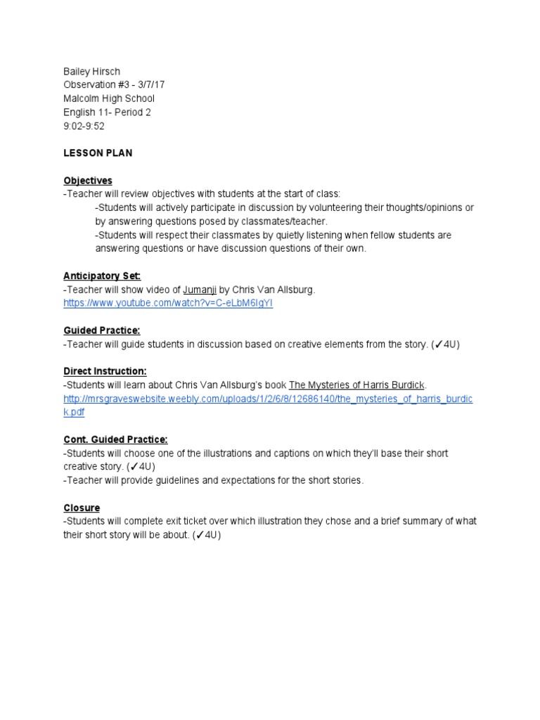 Studentteachinglessonplan3 3717 | PDF