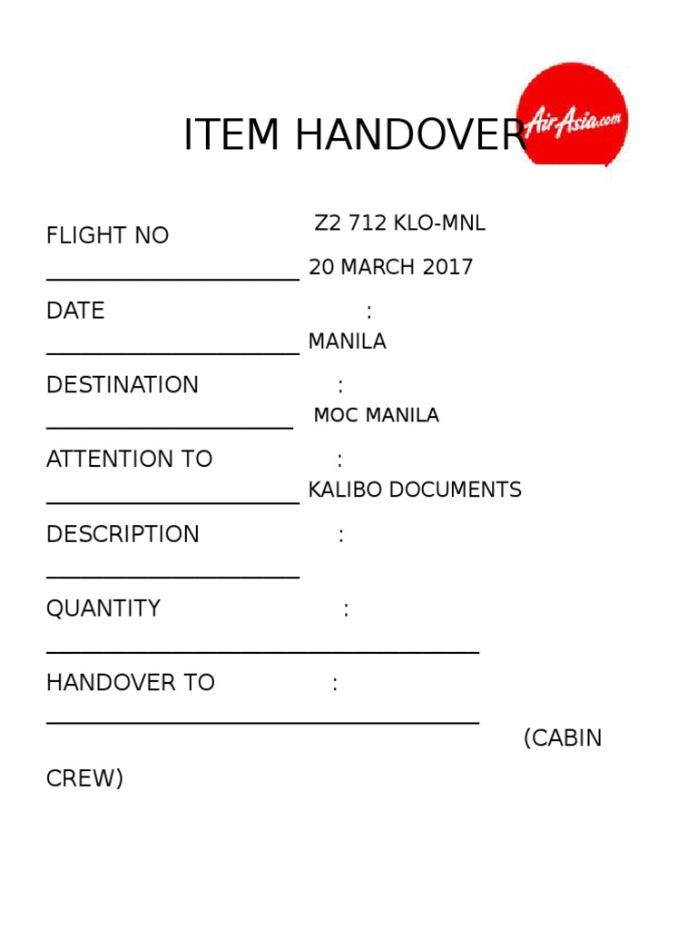 Item Handover | PDF