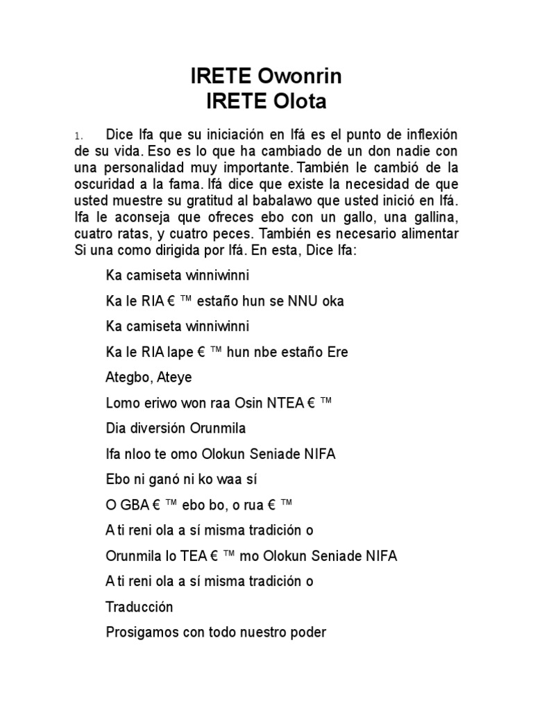 IRETE Owonrin | PDF | Santeria | Religión y creencia