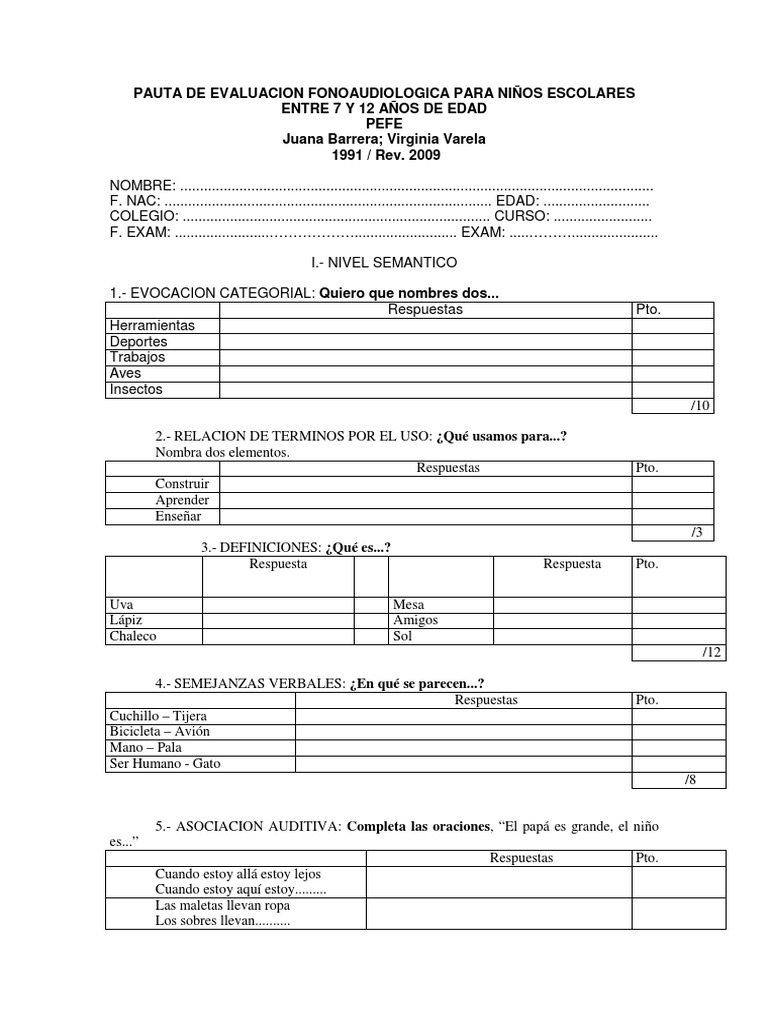 Protocolo Pefe 7 A 12 Años PDF | PDF | Oración (Lingüística) | Idiomas