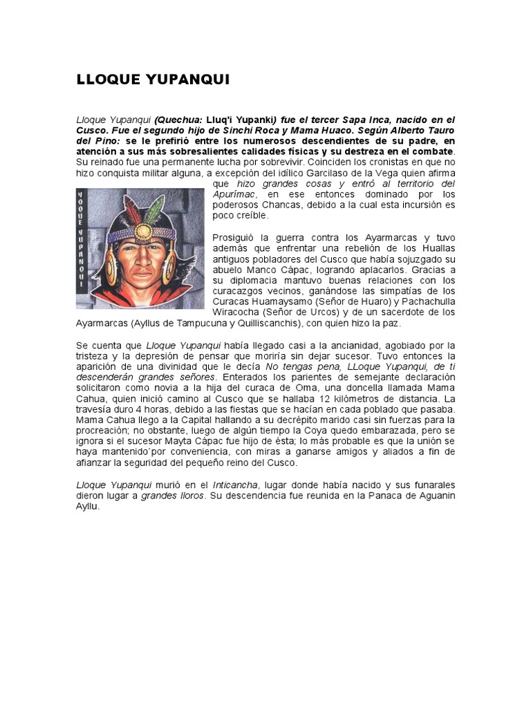 Lloque Yupanqui | PDF | Imperio Inca | Personas