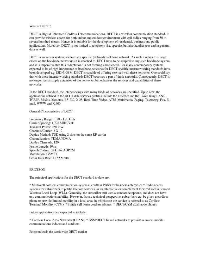 What Is DECT | PDF | Cellular Network | Computer Network