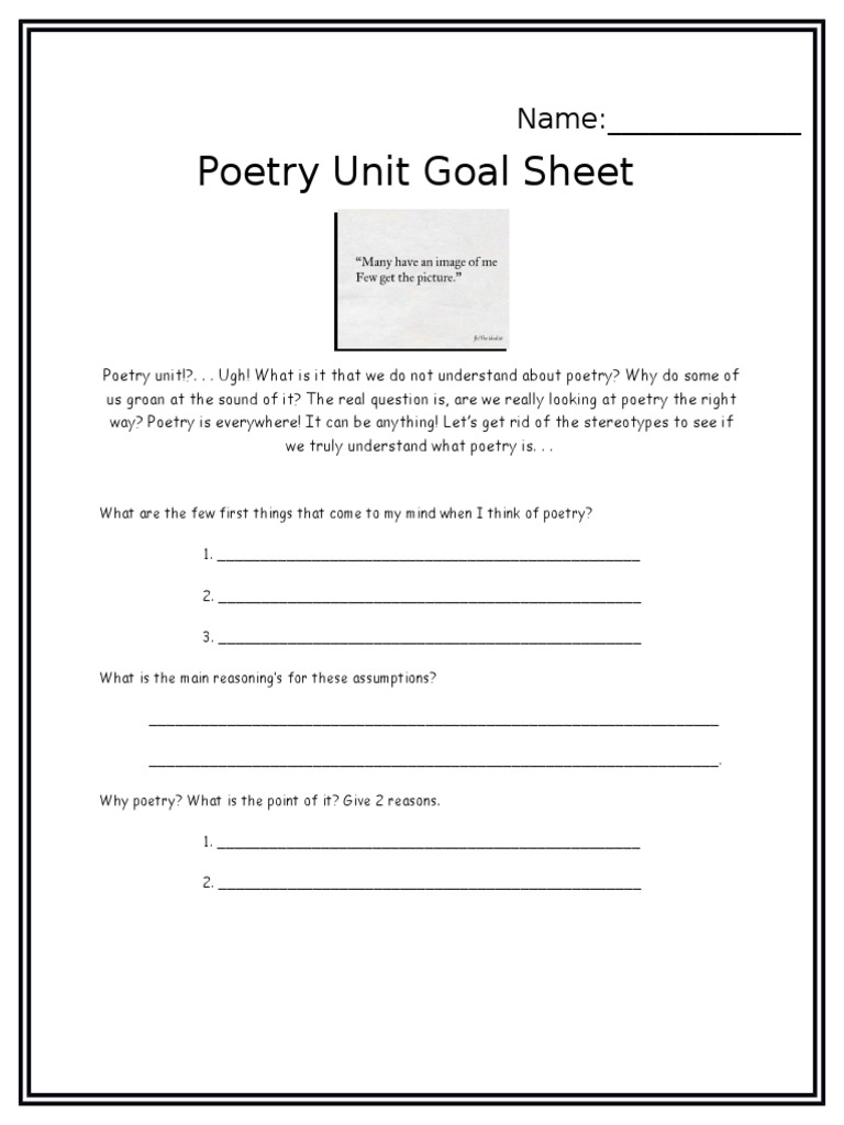 Poetry Goal Sheet | PDF