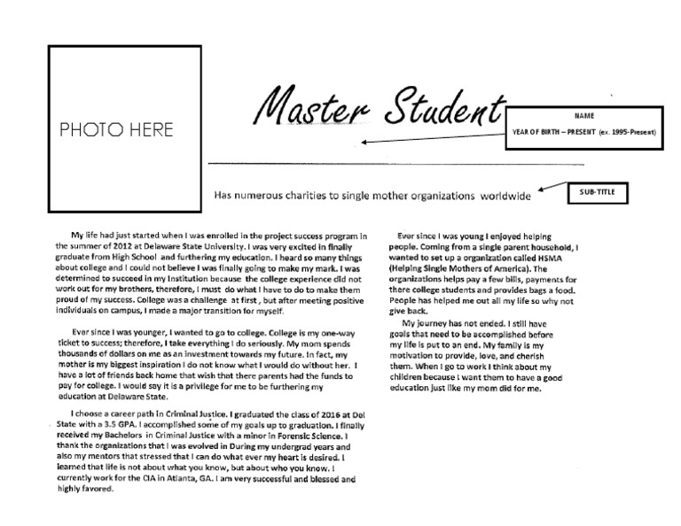 Master Student Profile Example | PDF