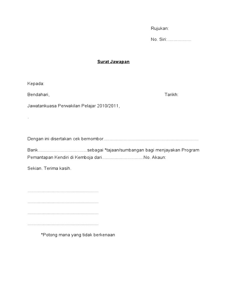 Surat Jawapan Penajaan | PDF