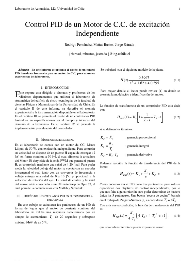 Control Pid Motor CC | PDF | Simulación | Ingenieria Eléctrica