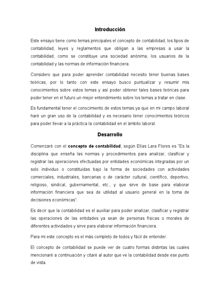 Ensayo de Contabilidad | Contabilidad | Estado financiero