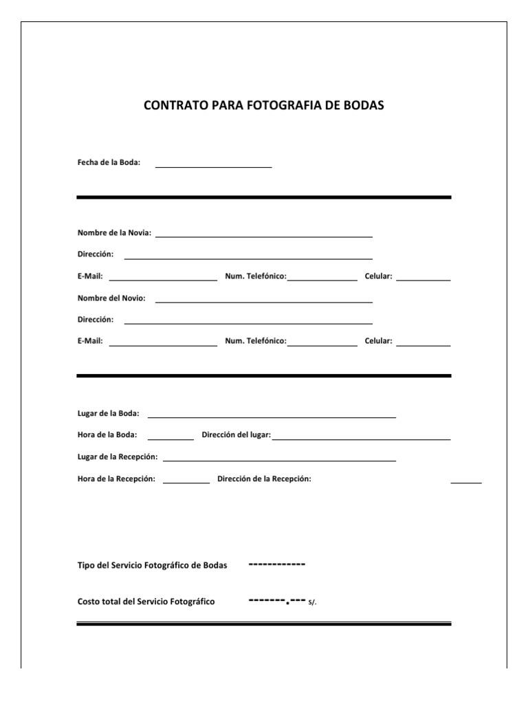 Contrato Fotografico de Boda | PDF | Fotógrafo | Fotografía aérea