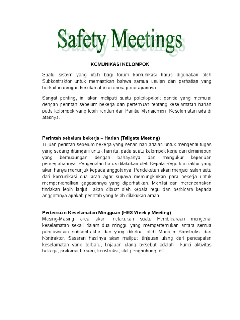 Safety Meeting | PDF