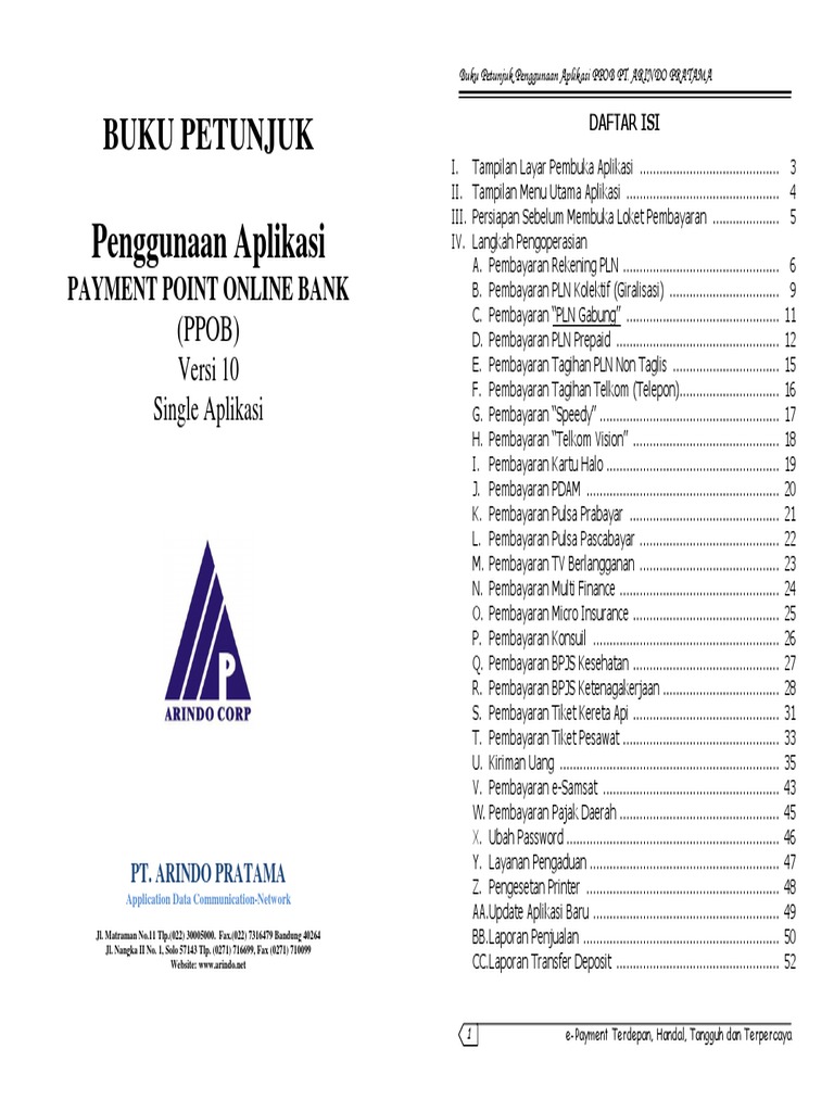 Panduan Aplikasi PPOB Arindo Pratama | PDF | Bisnis | Teknologi & Rekayasa