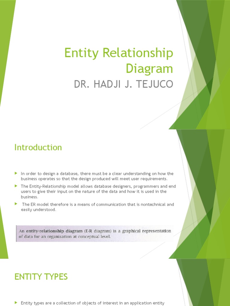 Entity Relationship Diagram: Dr. Hadji J. Tejuco | Download Free PDF | Inheritance (Object ...