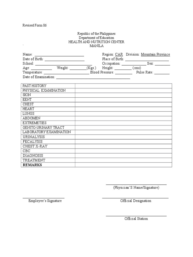 Revised Form 86 Republic of The Philippines Department of Education ...