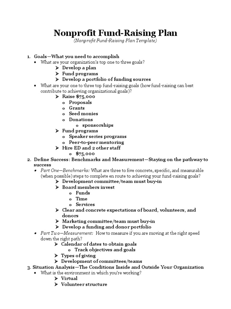 GD General Nonprofit-Fundraising-Plan-Template | PDF | Fundraising ...
